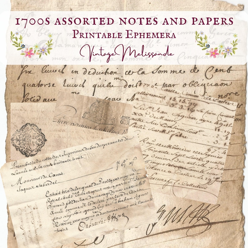 Printable 1700s Chits, Receipts, Documents, Digital Download, Ephemera ...