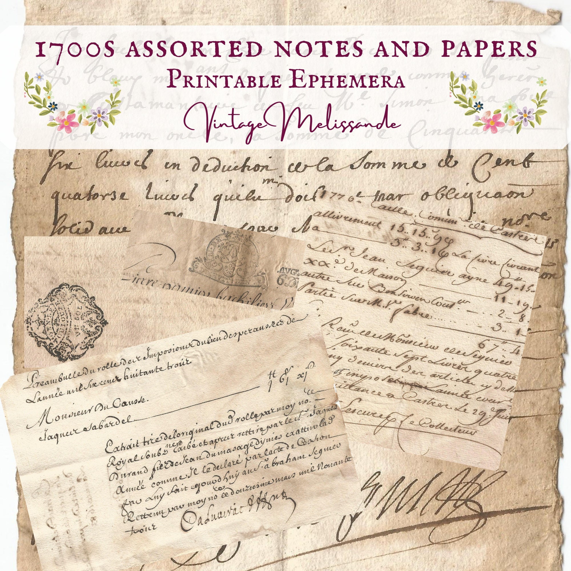 Printable 1700s Chits, Receipts, Documents, Digital Download, Ephemera ...