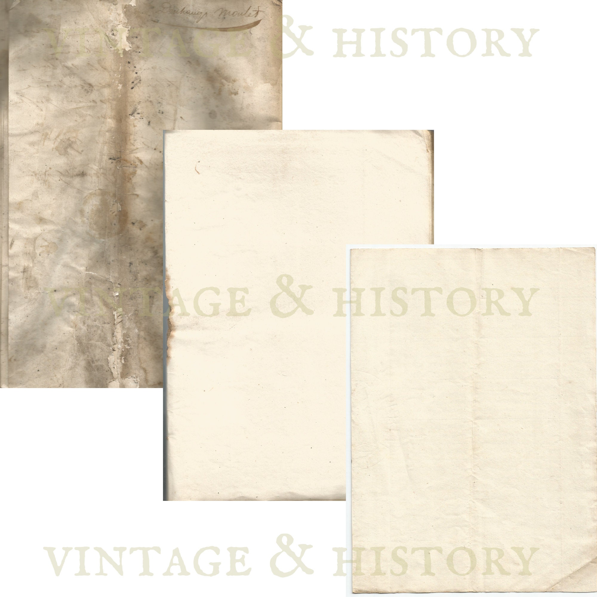 Bundle of Blank Papers, 1800s, 21 Pages, French, Printable, Vintage ...