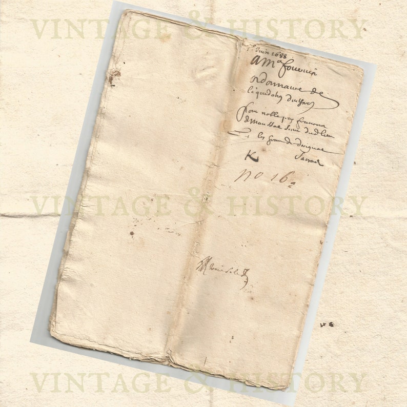 1688 Old French Paper, Printable, Vintage, Ephemera, Scrapbooking, Junk ...