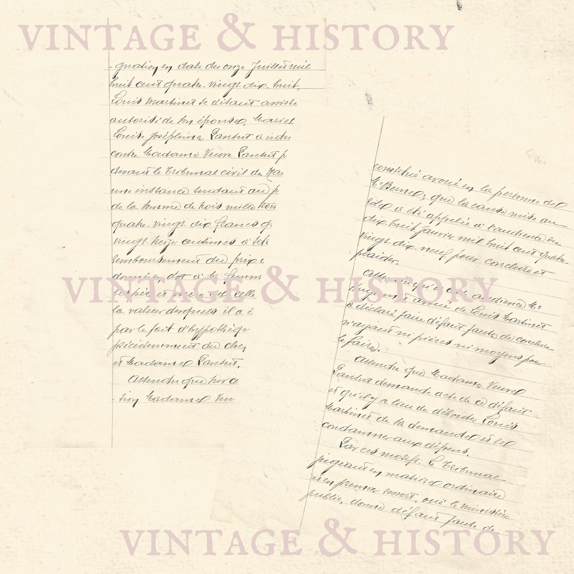 1899 Antique Handwritten French Document, Calligraphy, Printable ...