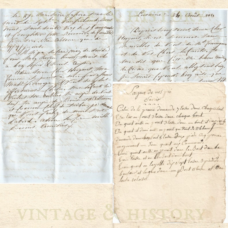 1800s French Letters and Envelopes, Bundle 3, Digital, Handwriting ...