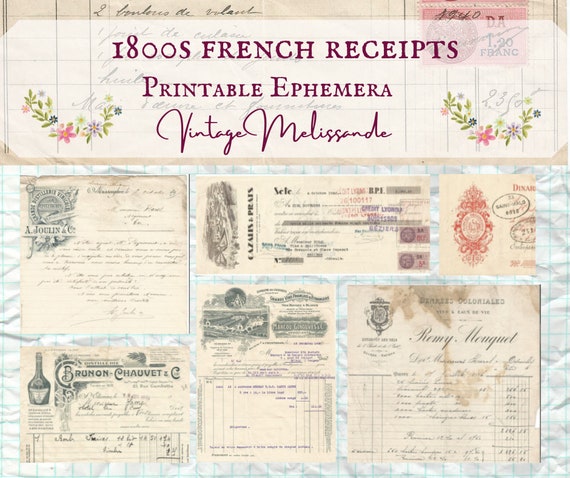 Printable 1800s French Receipts Stamps Digital Download | Etsy