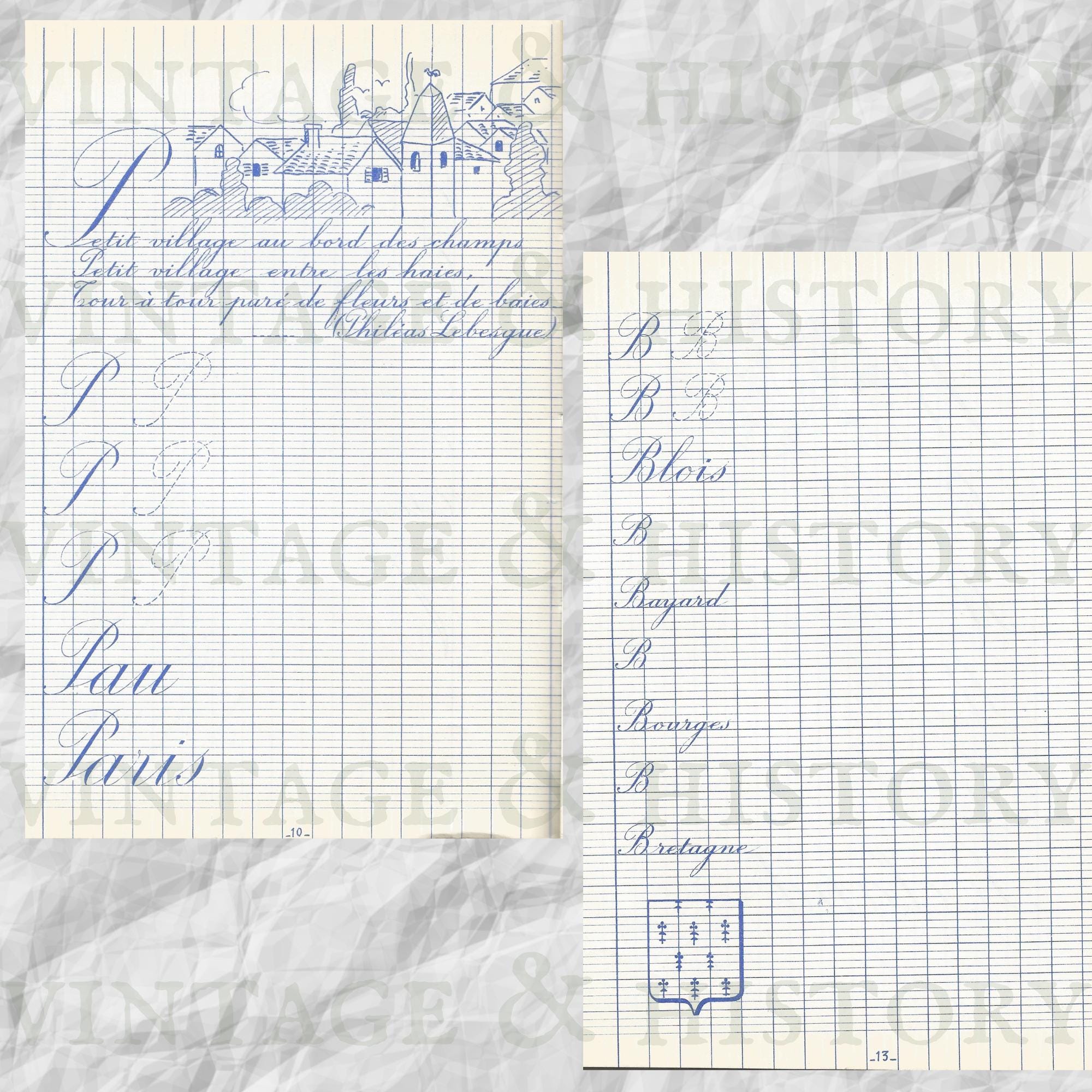 French Handwriting and Calligraphy Practice Workbook {8}, Vintage ...