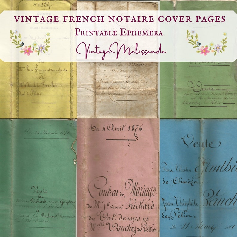 1800s Colourful Notary Covers, Printable, Digital, Ephemera, Collage ...