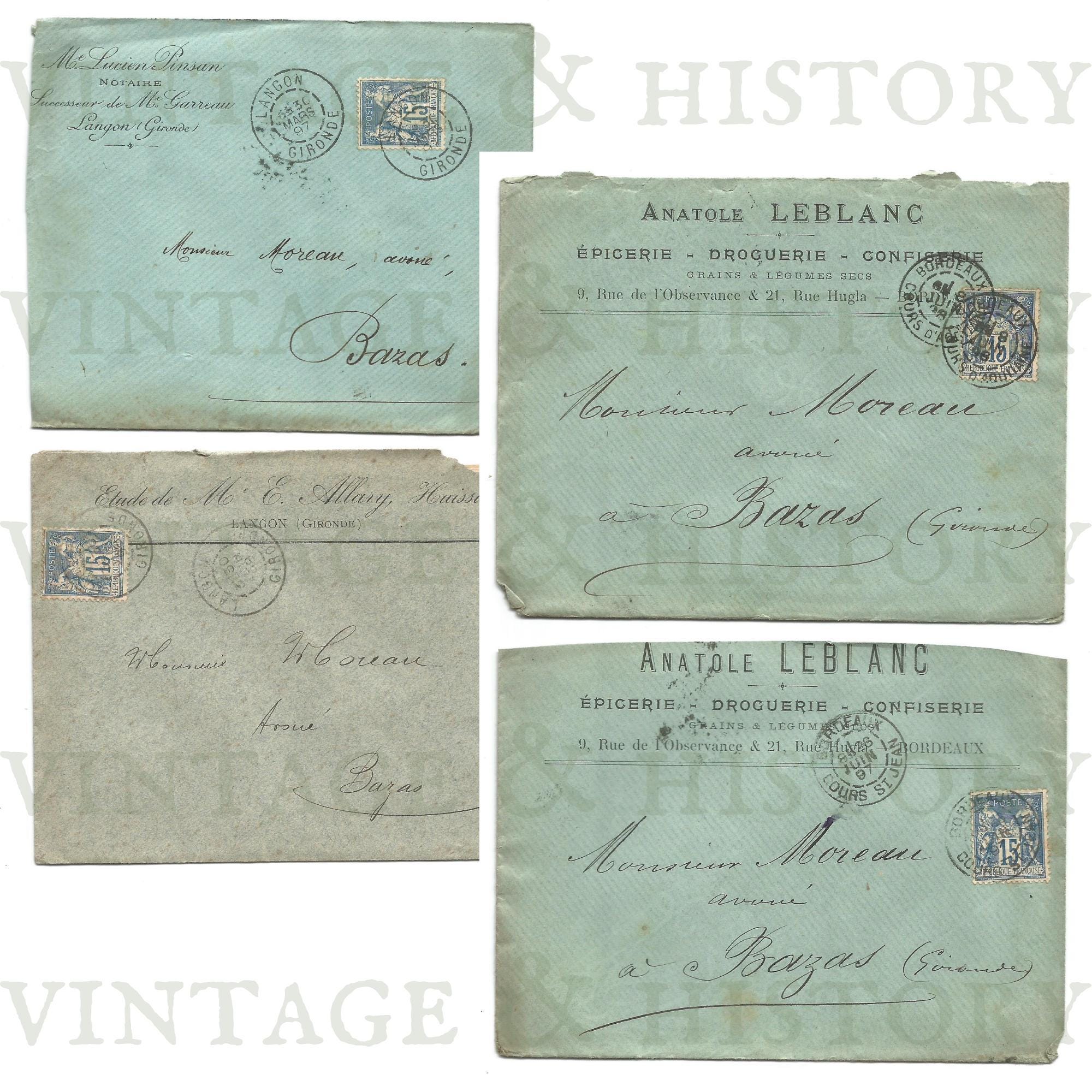 Letters in Shades of Blue With Stamps, 1800s, 19th Century, Printable ...