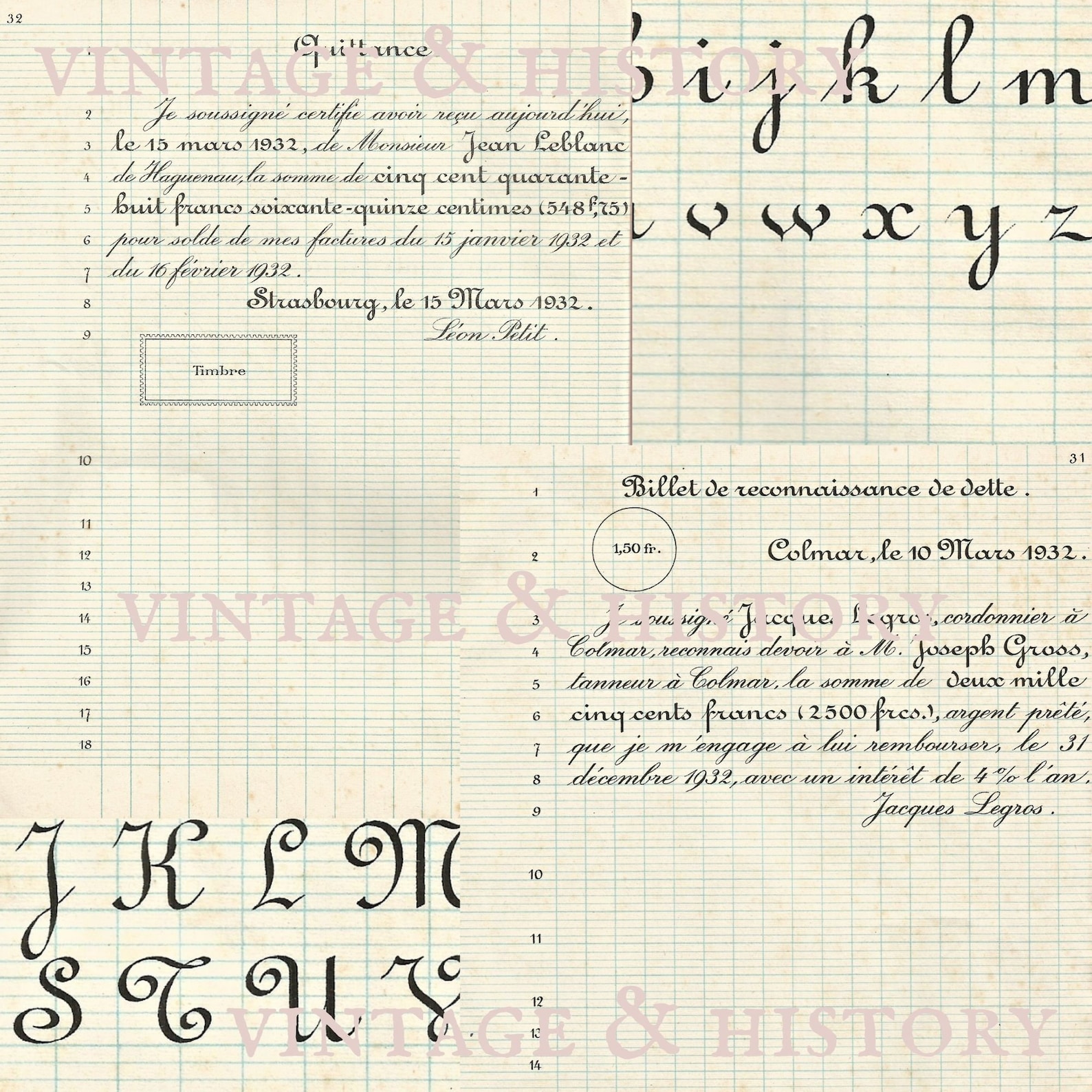 French Handwriting Schoolbook, écriture Ronde Française, Printable ...