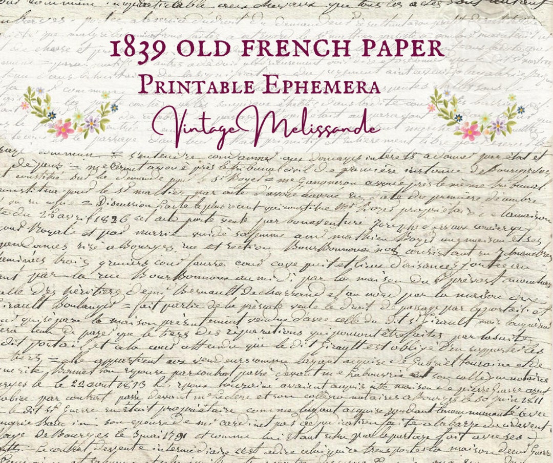 1839 French Paper, Printable, Vintage, Ephemera, Digital, Journals - Etsy