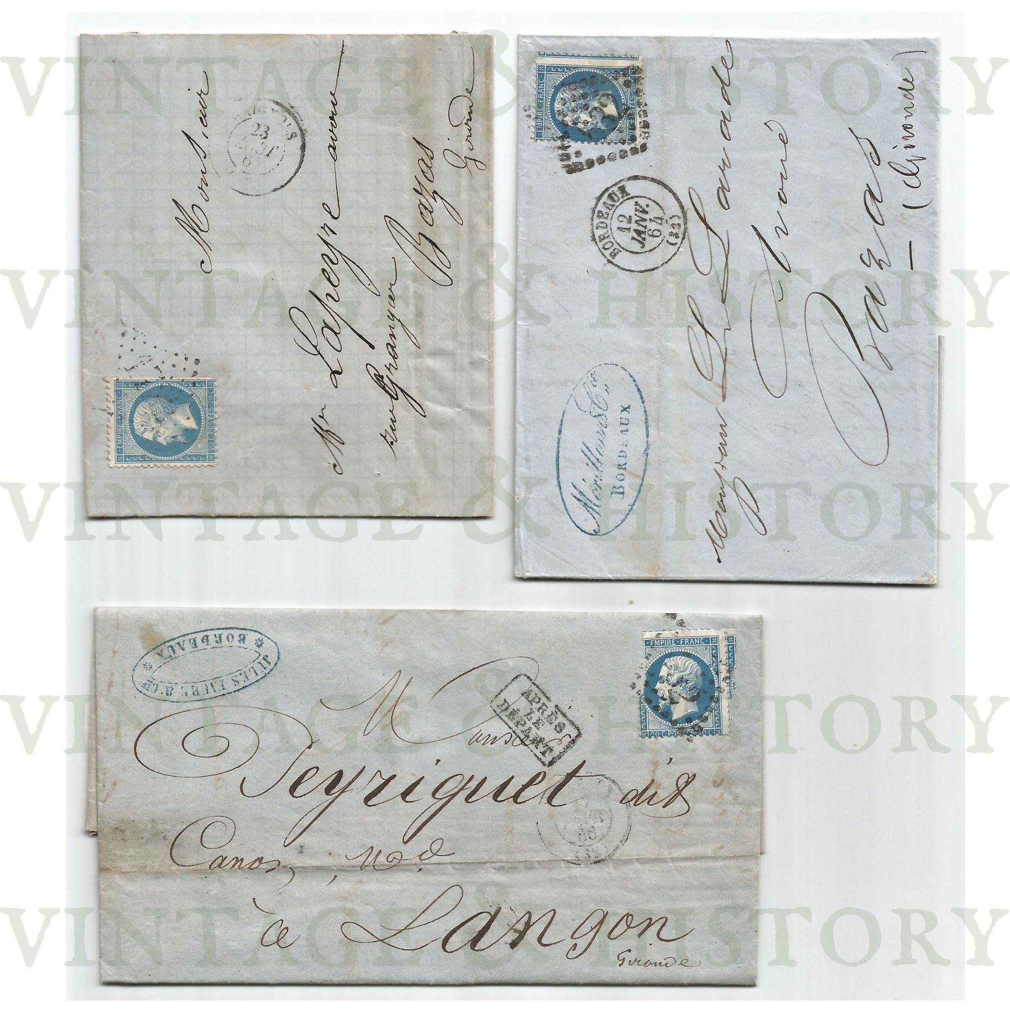 Letters in Shades of Blue With Stamps, 1800s, 19th Century, Printable ...