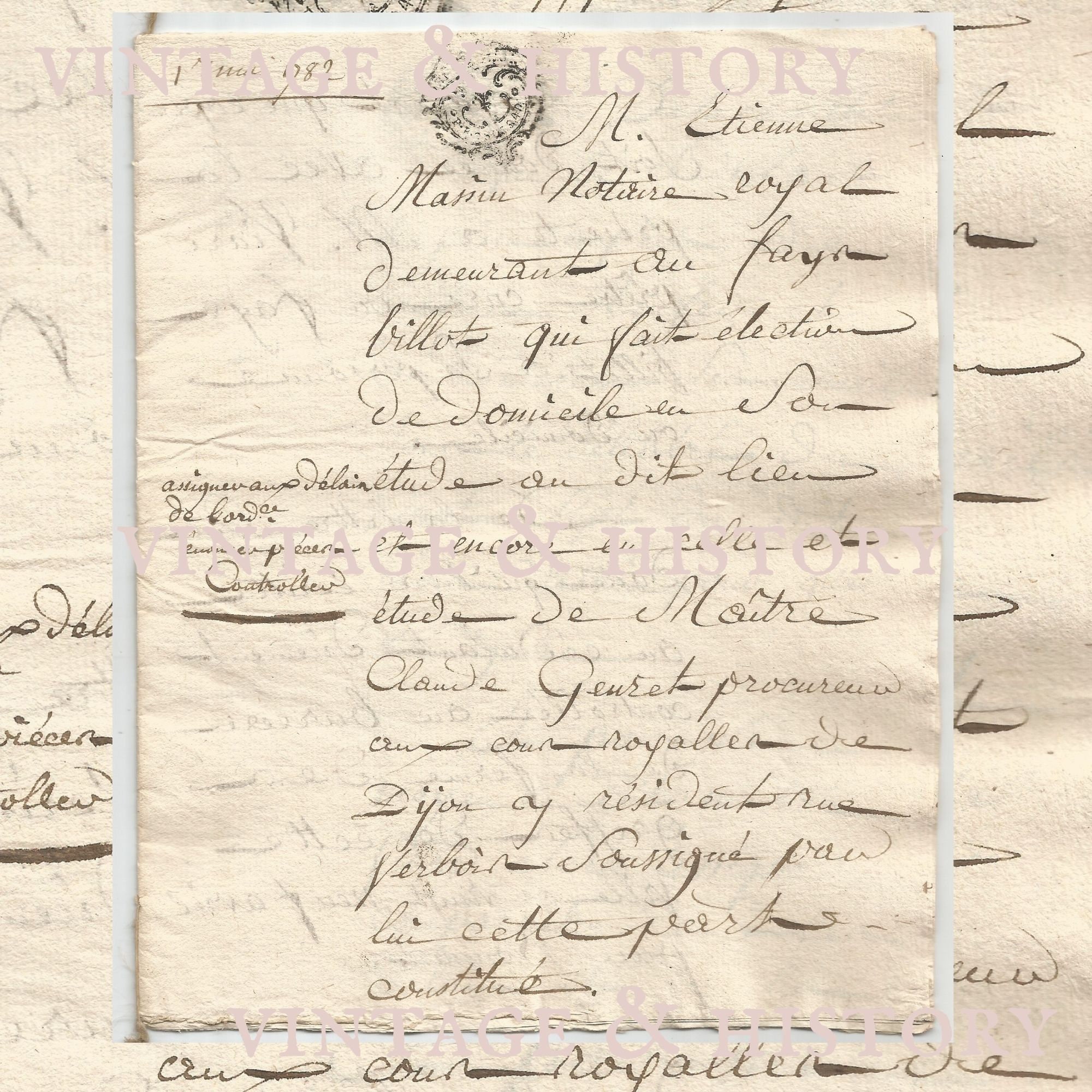 1782 Old French Document {2}, Printable, Digital Ephemera, Antique ...