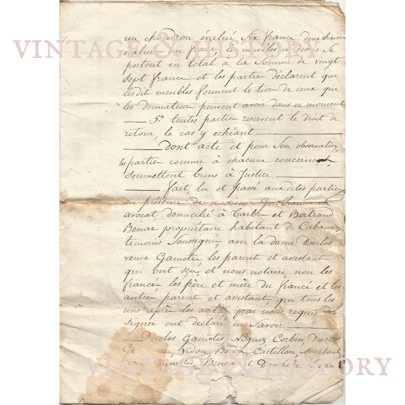 1826 Marriage Contract, Old French Documents, Printable, Digital ...