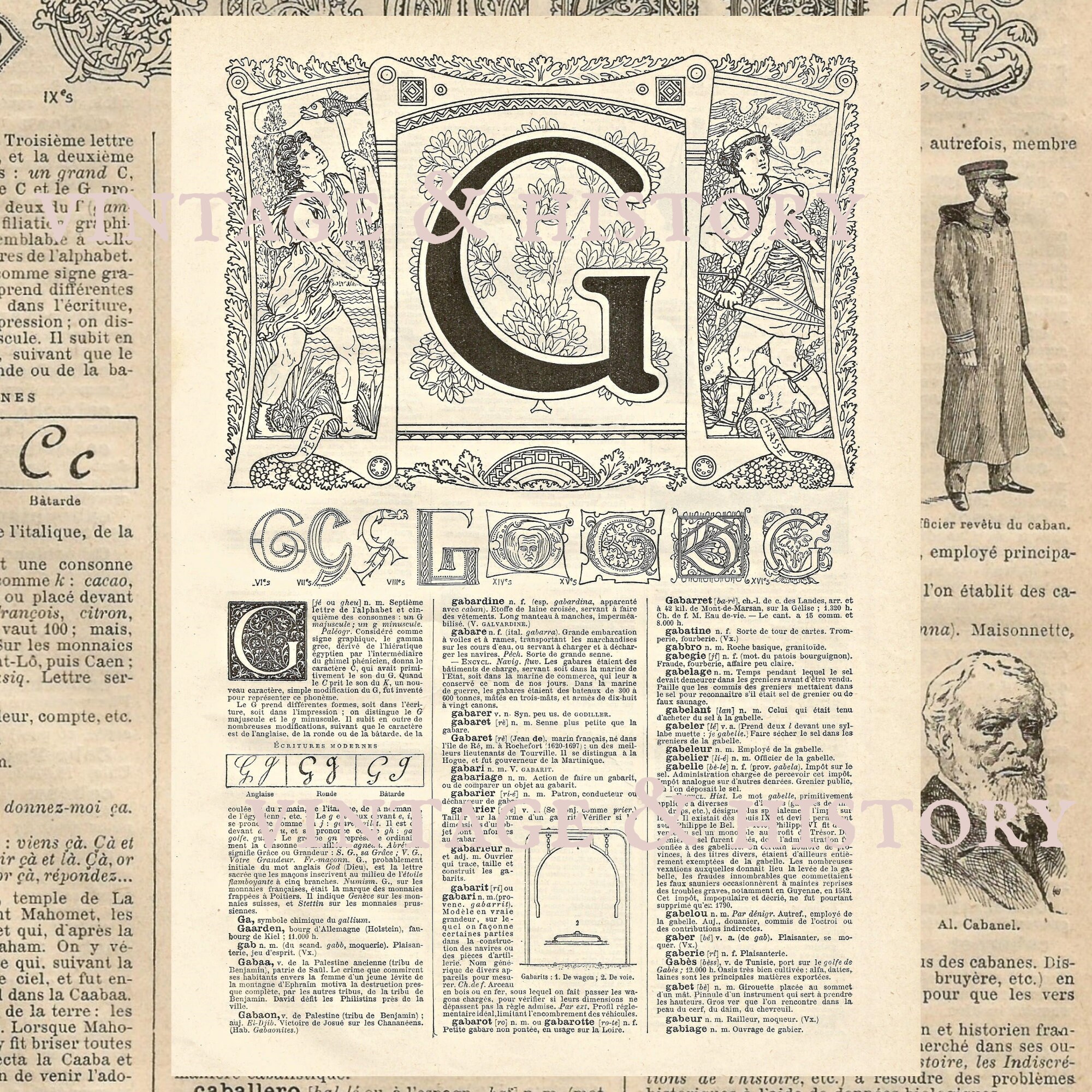 Letter Pages, Classic Style, 1920s French Dictionary, Alphabet, Digital ...