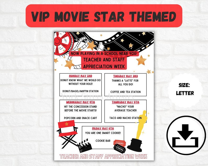 Teacher Appreciation Week Printable VIP Theme Red Carpet - Etsy