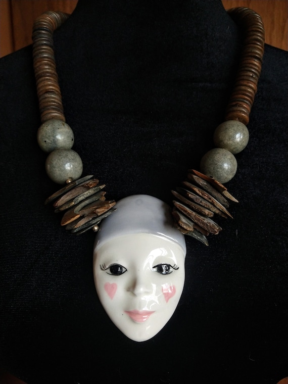 Vintage face necklace, vintage - Gem