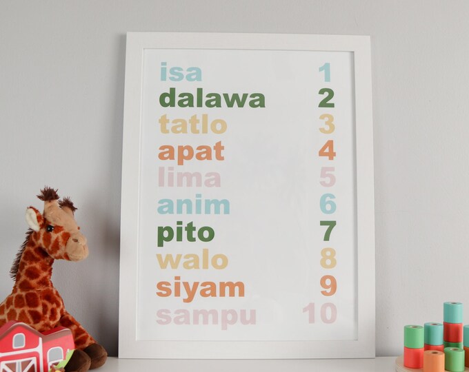 Tagalog Numbers Filipino Kids Wall Art Filipino Nursery - Etsy