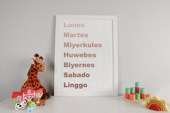 Tagalog Days of the Week-neutral Pink Filipino Kids Wall Art - Etsy