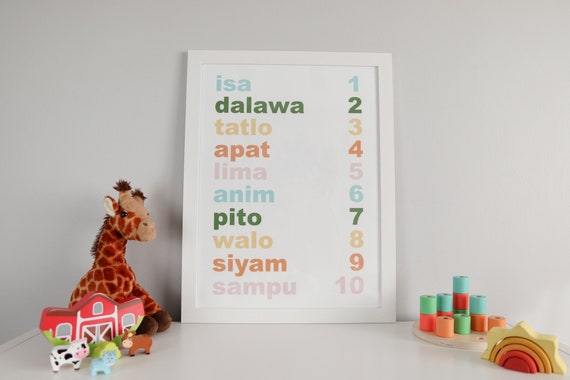 Tagalog Numbers Filipino Kids Wall Art Filipino Nursery | Etsy