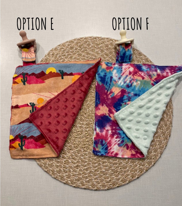 Binky Baby Blanket Flannel & Minky Fabric Pacifier Clip Safety Blanket ...