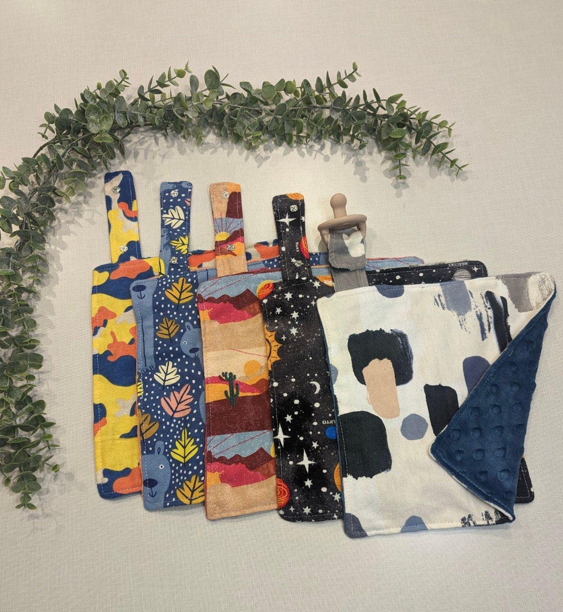 Binky Baby Blanket Flannel & Minky Fabric Pacifier Clip Safety Blanket ...