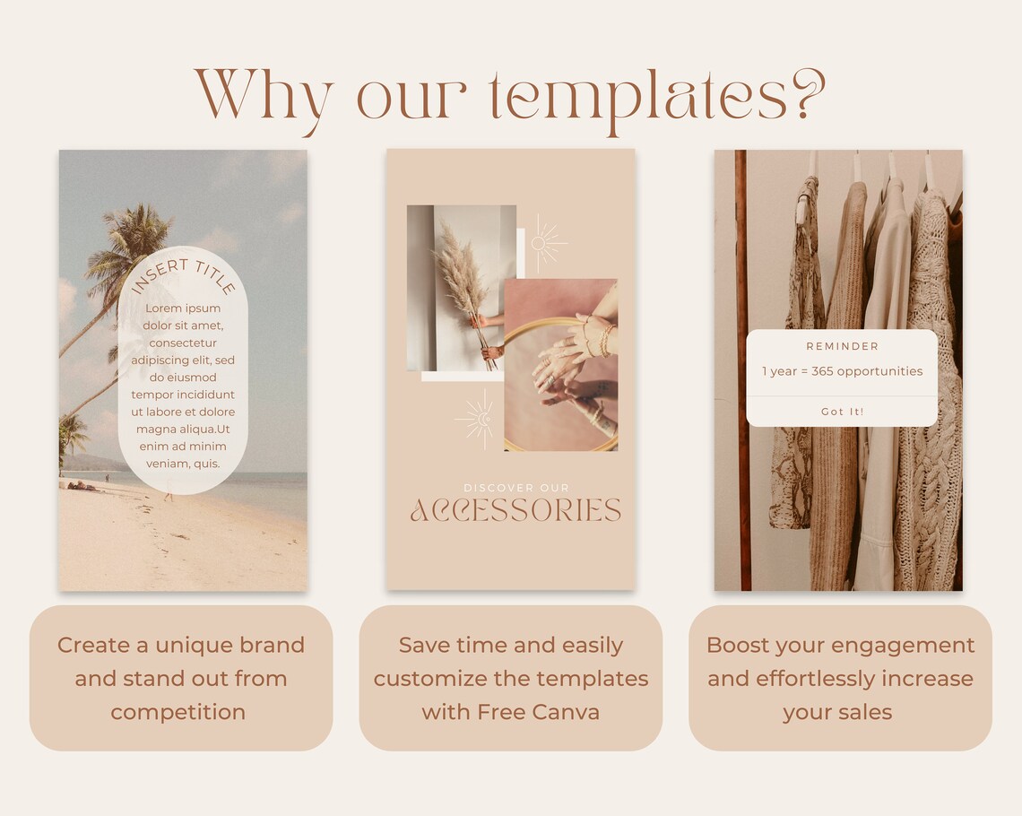 Instagram Story Template Boho Instagram Boho Template Canva Neutral ...