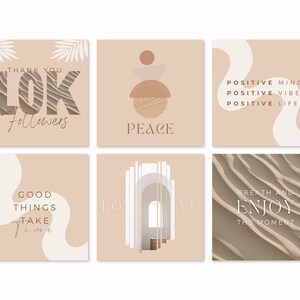 Instagram Post Template Boho - Instagram Boho Template Canva - Neutral ...