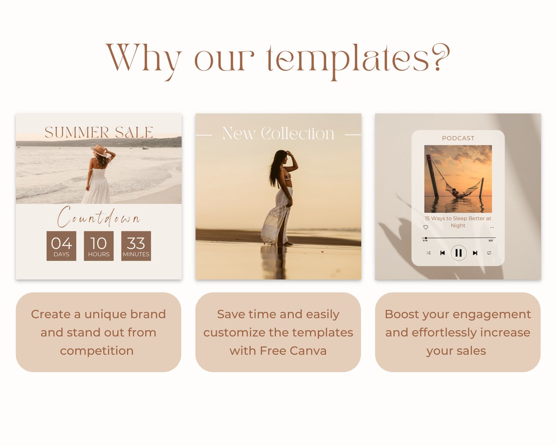 Instagram Post Template Boho - Instagram Boho Template Canva - Neutral ...