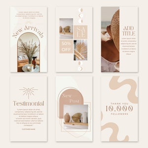 Instagram Story Template Boho - Instagram Boho Template Canva - Neutral ...