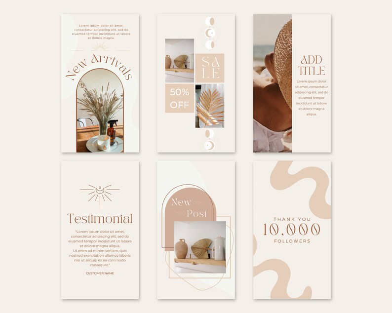 Instagram Story Template Boho - Instagram Boho Template Canva - Neutral ...