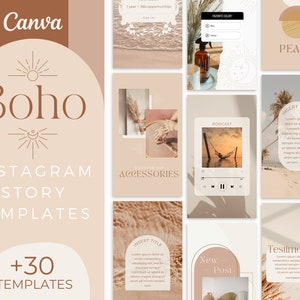 Instagram Story Template Boho - Instagram Boho Template Canva - Neutral ...