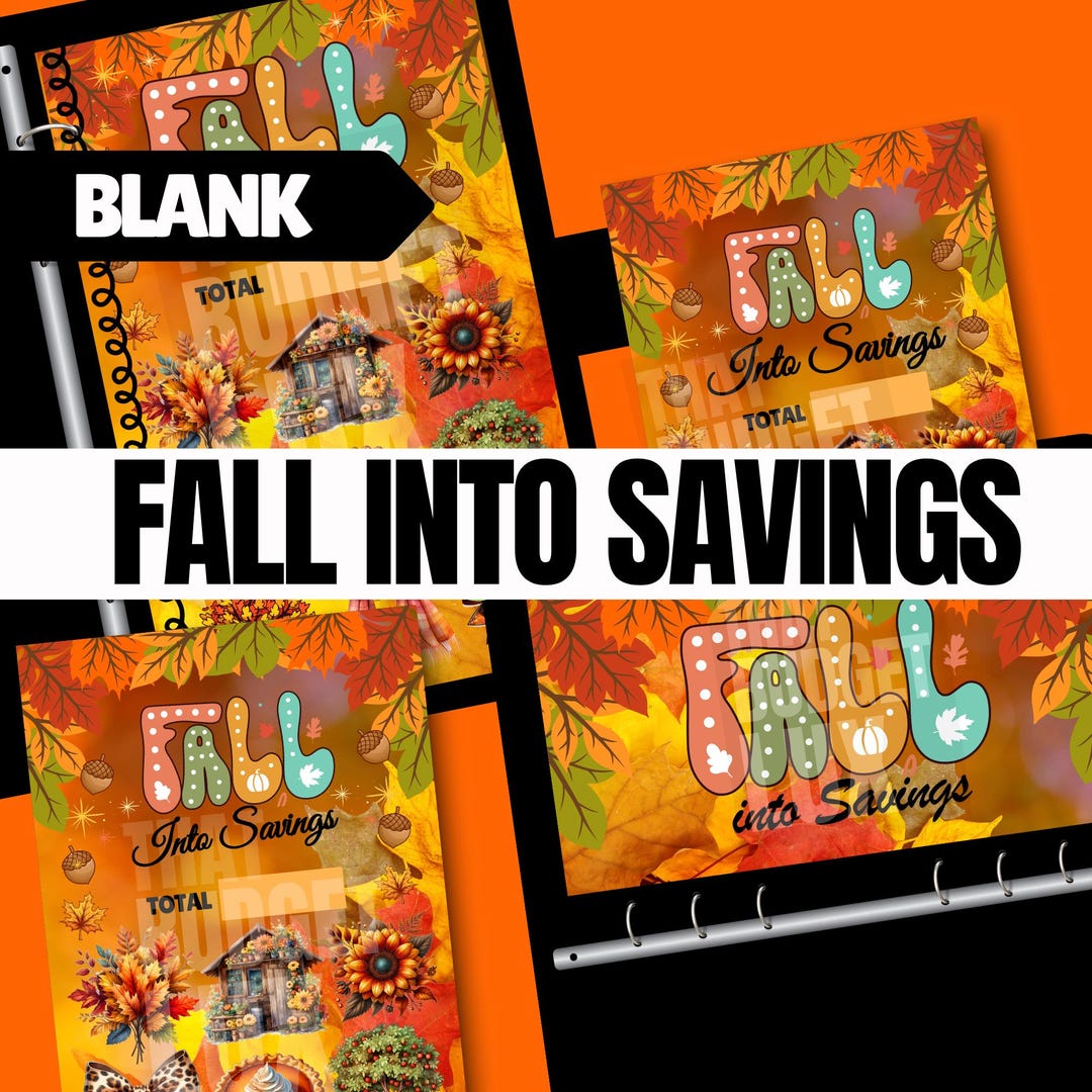 BLANK Fall Into Savings Challenge Fun Way to Save Money Tracker Cash ...