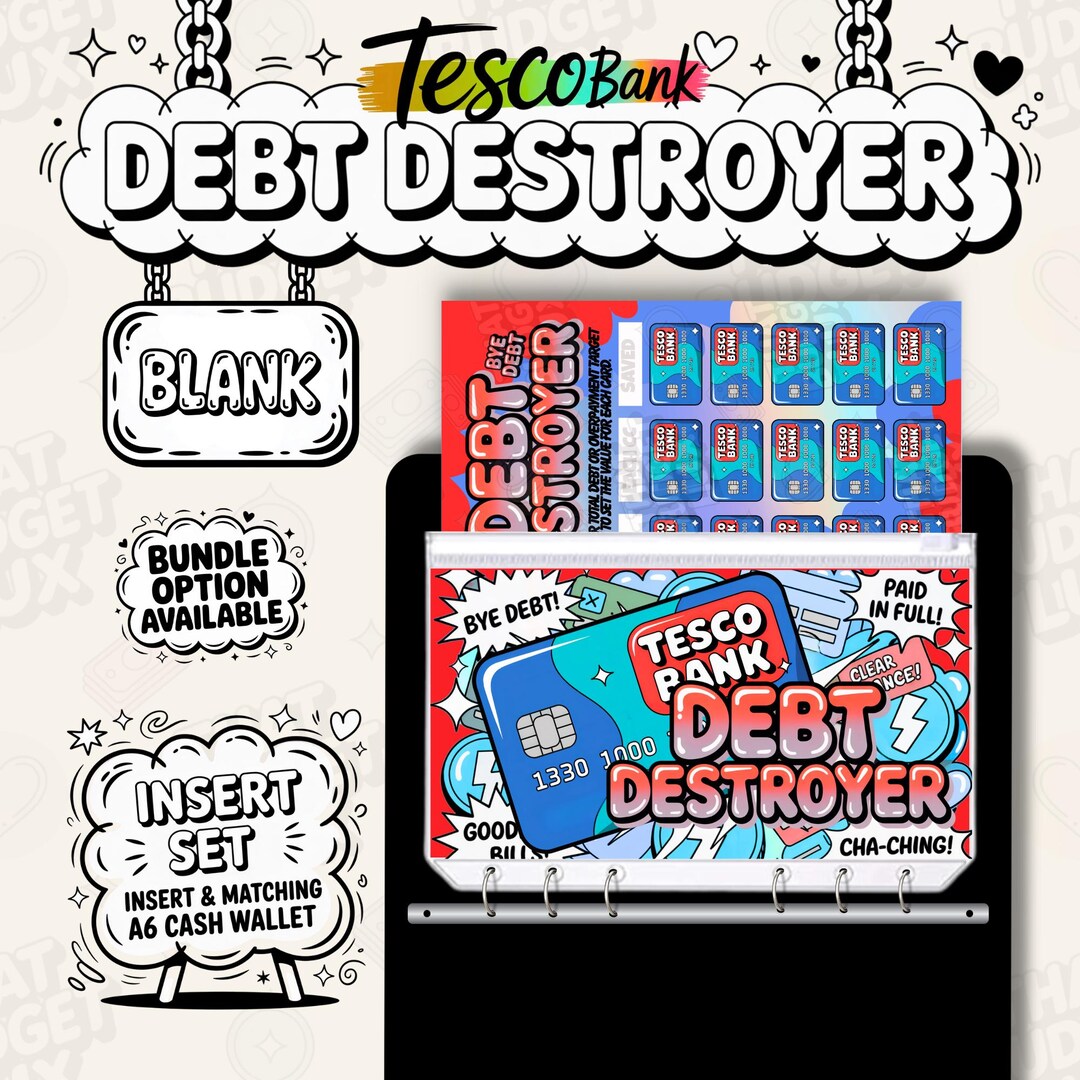 Debt Destroyer Savings Challenge A6 | Tesco Bank Credit Card | Physical ...