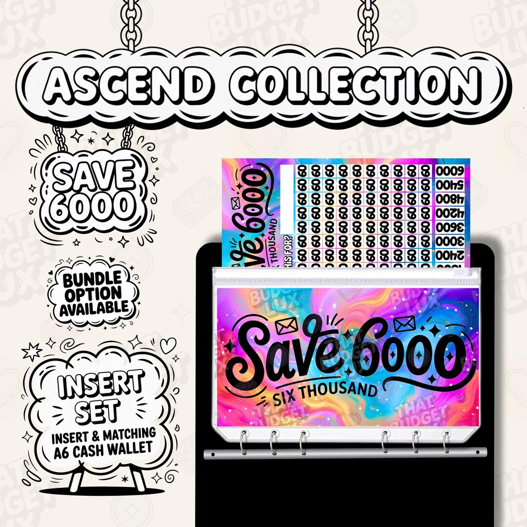 Ascend 6000 Savings Challenge A6 | Cash Stuffing Budget Tracker | Money ...