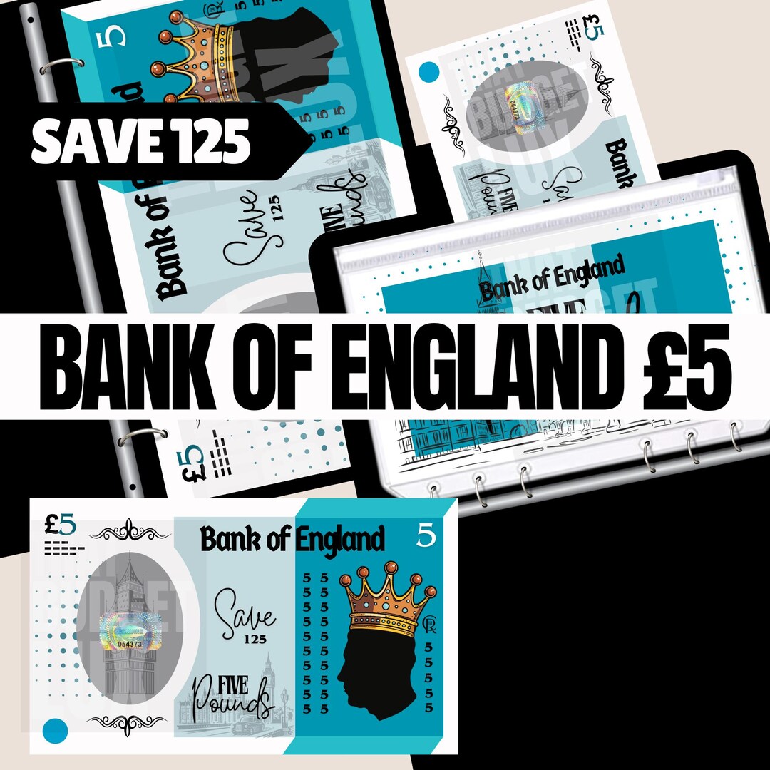 SAVE 125 Fun 5 Pound British Banknote Inspired Savings Challenge ...