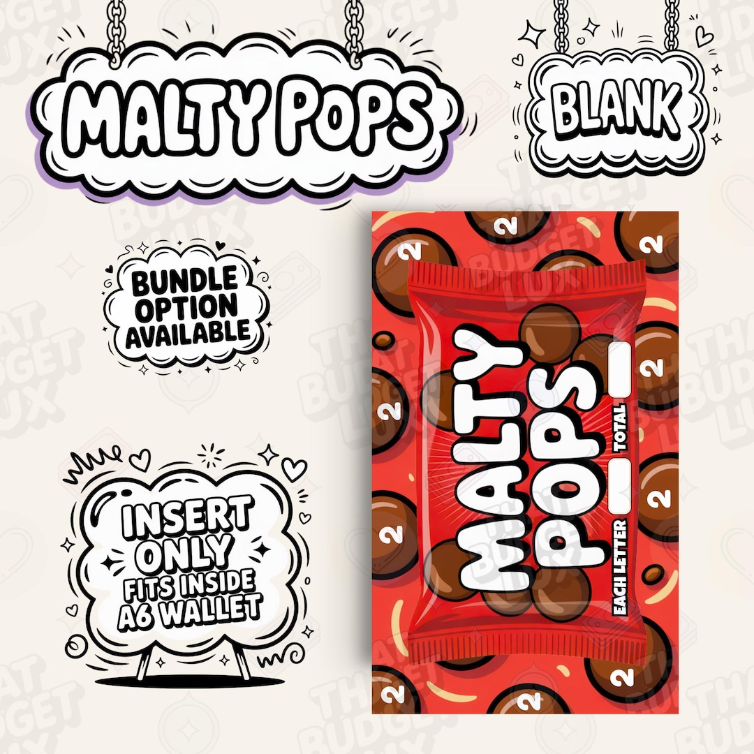 Malty Pops Savings Challenge | A6 Savings Insert Only | Cash Stuffing ...