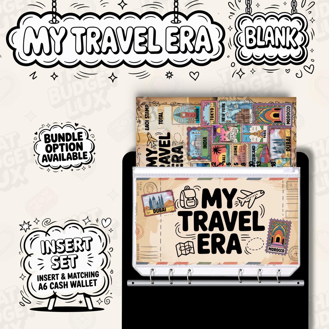 My Travel Era Travel Fund Savings Challenge | A6 Insert Set | Cash ...