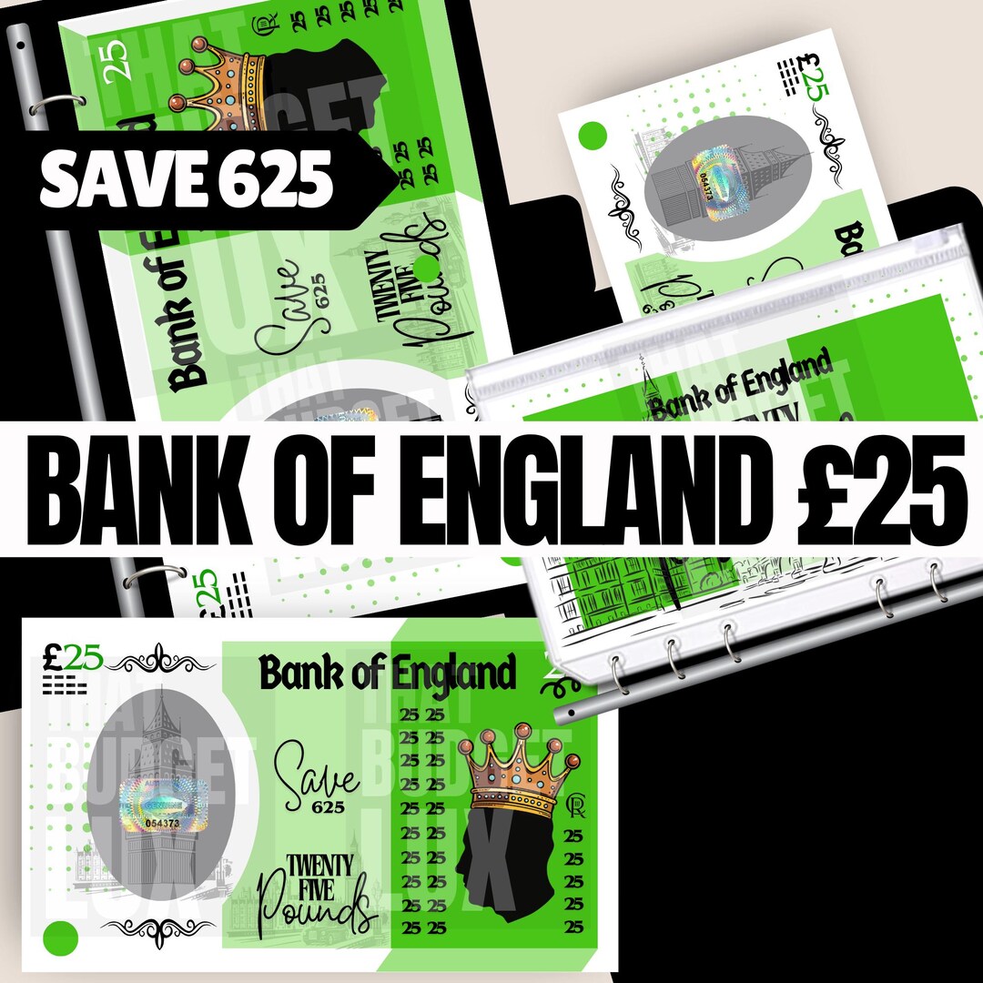 SAVE 625 Fun British Banknote Inspired Savings Challenge Tracker Design ...