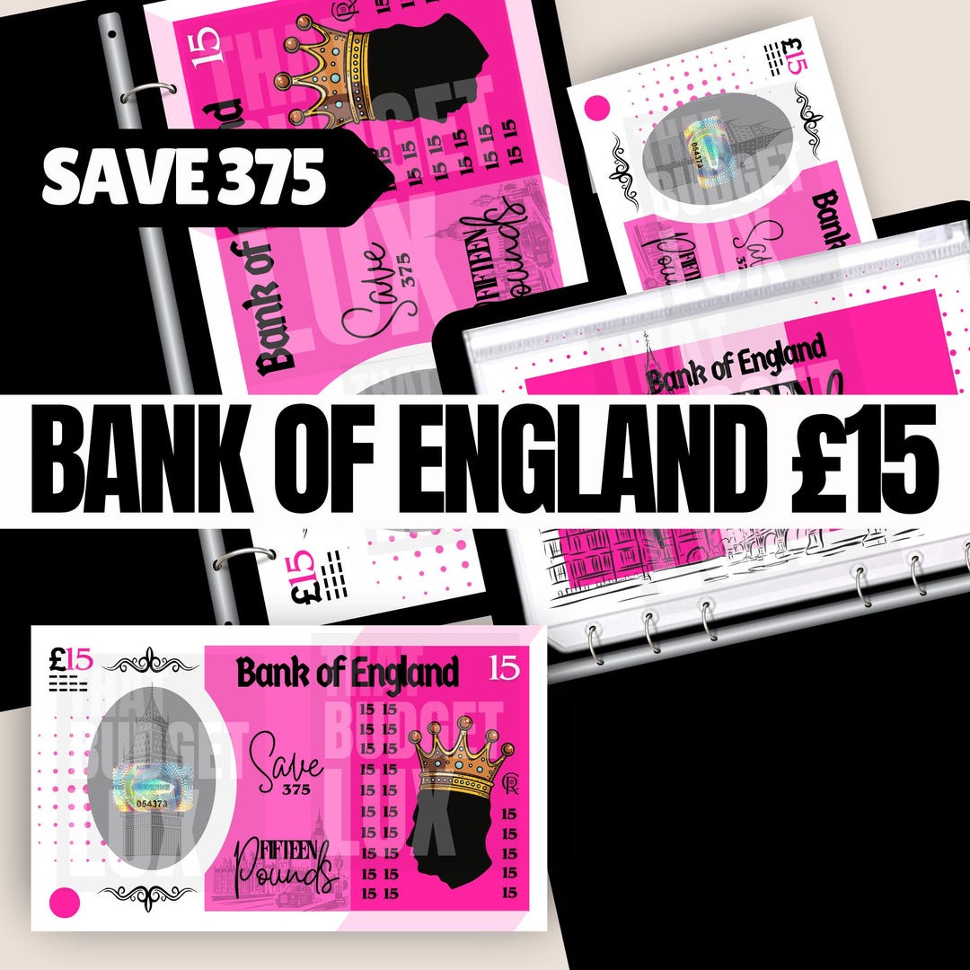 SAVE 375 Fun British Banknote Inspired Savings Challenge Tracker Design ...