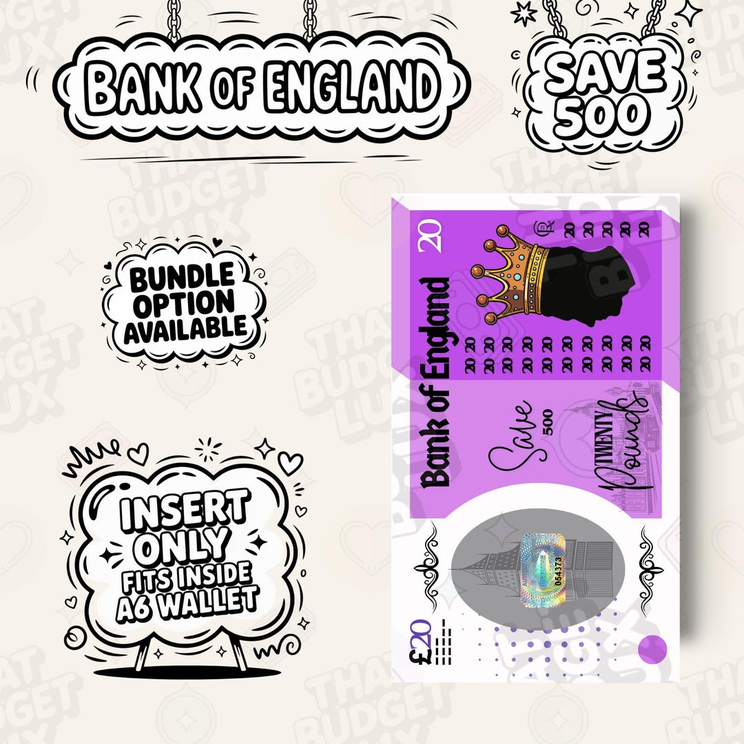Bank of England Save 500 Savings Challenge | A6 Insert Only | Cash ...