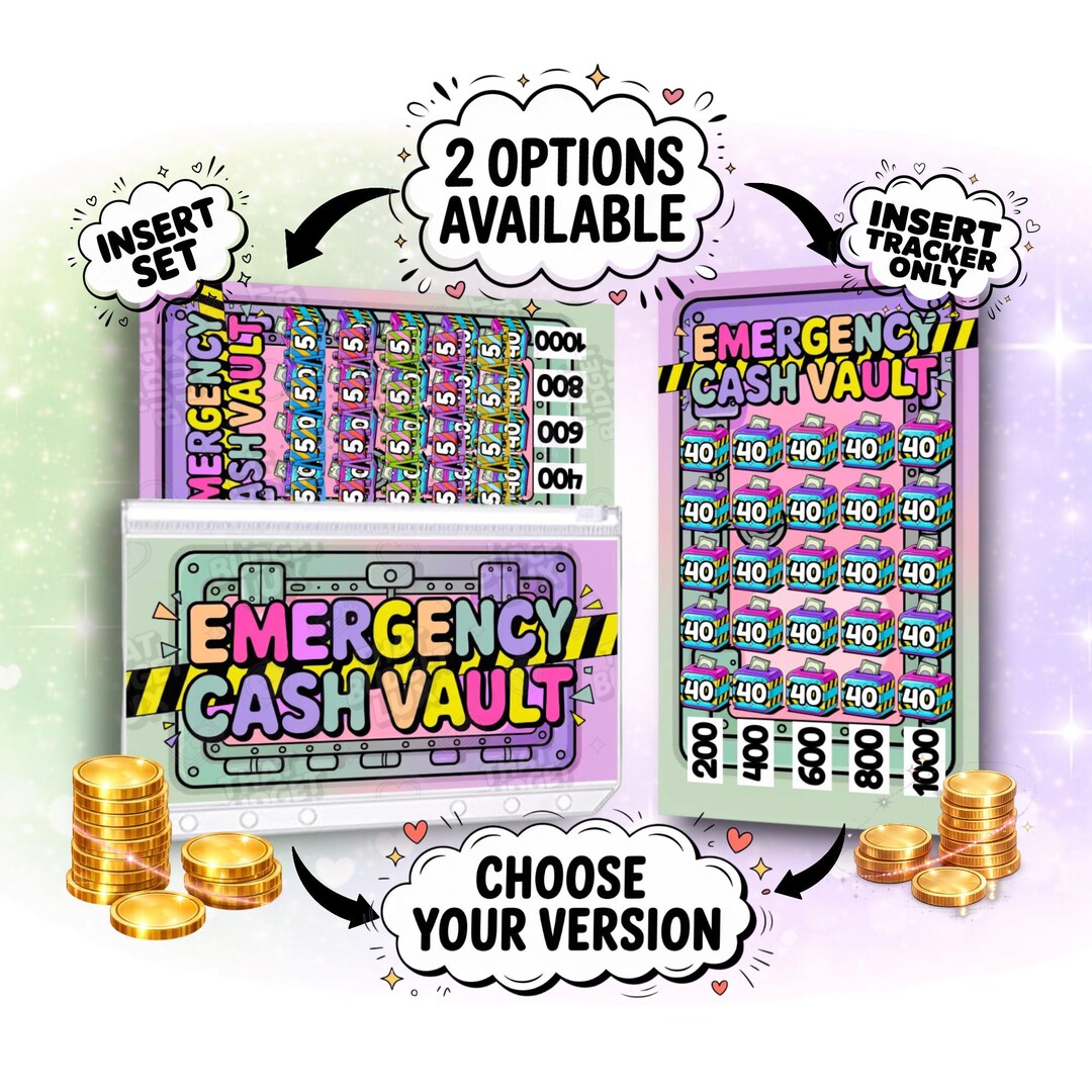 Emergency Cash Vault Savings Challenge | Save 1000 | A6 - Etsy
