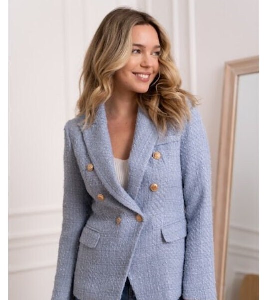 Tweed Blazer With Golden Buttons - Etsy
