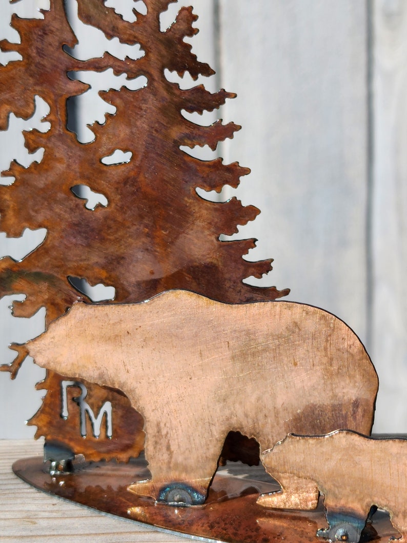 Vintage Metal Bear Cub Tree Scene / Modern Copper Bear Shelf - Etsy