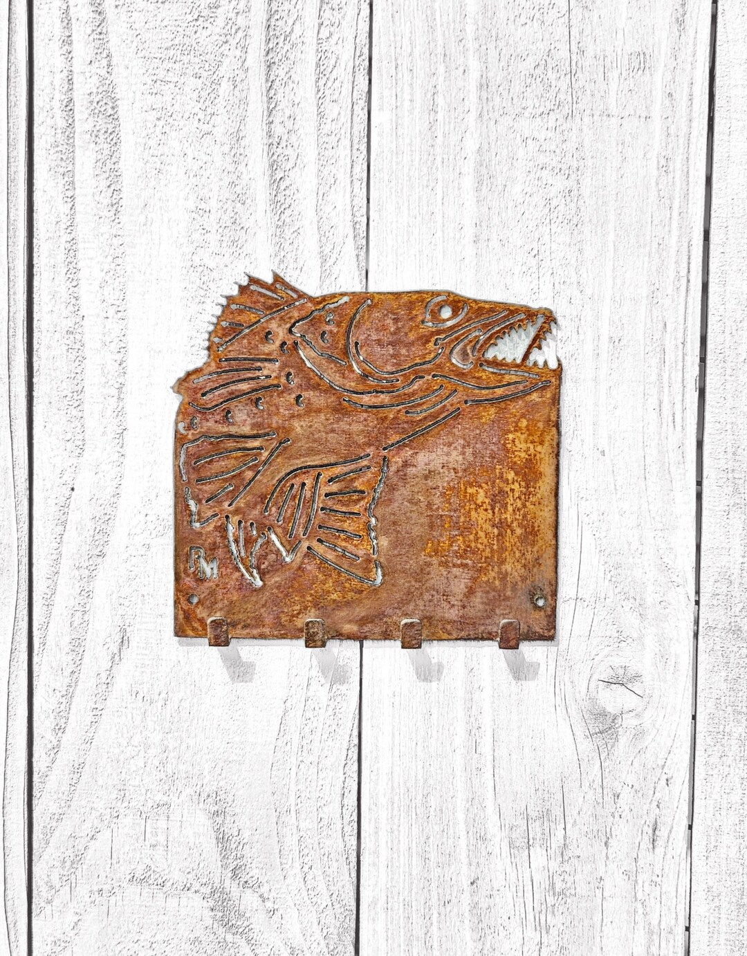 Copper Patina Walleye Fish Key Hook Rustic Metal Key Wall Holder Ice ...
