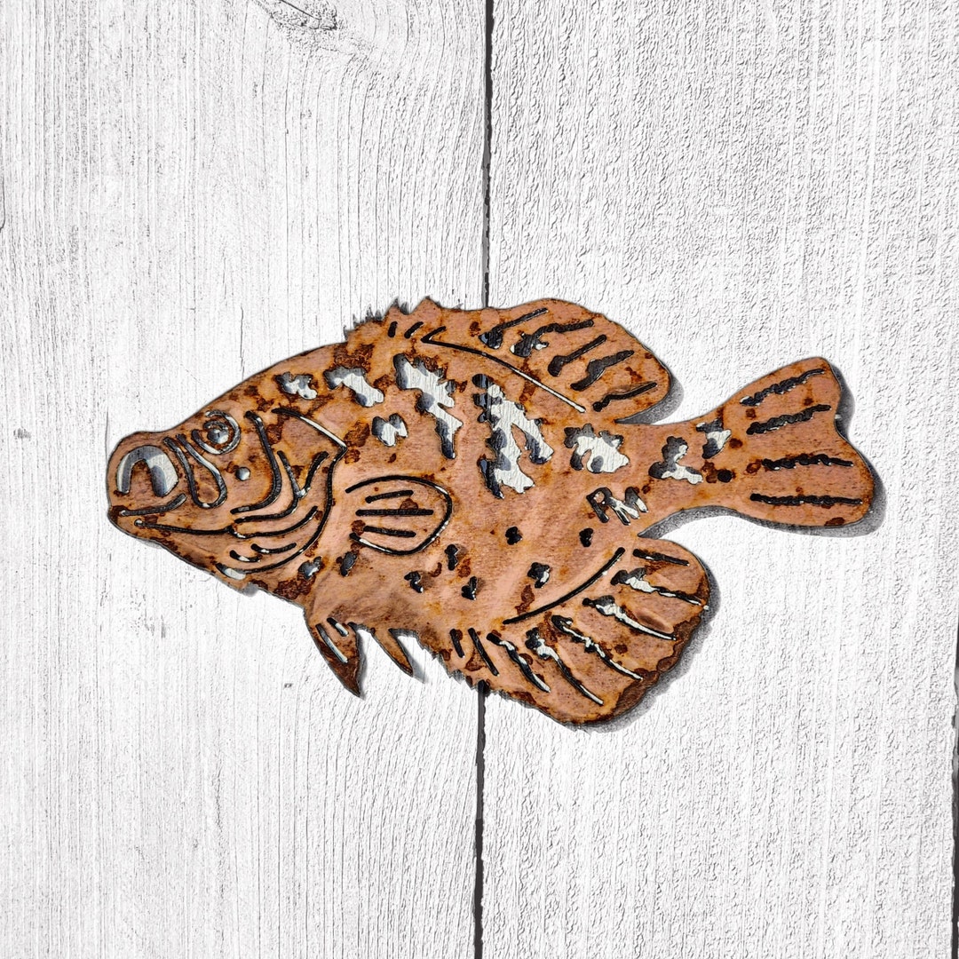 Rustic Crappie Fishing Lake House Sign Copper Patina Mancave Sign ...