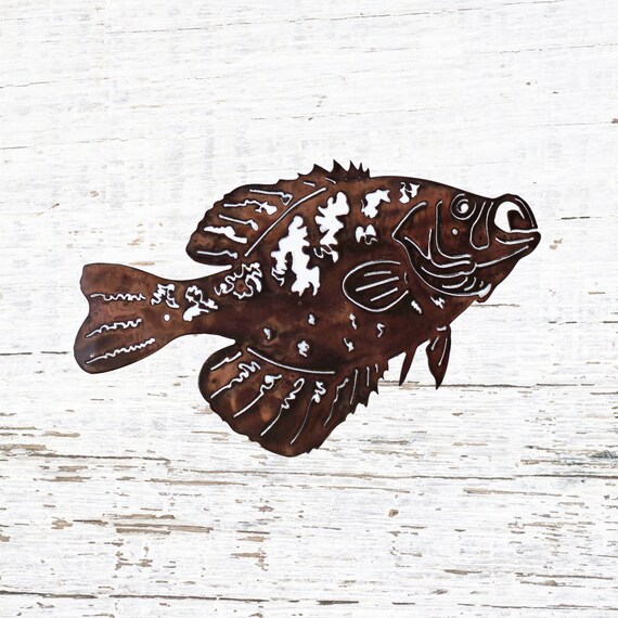 Rustic Crappie Fishing Lake House Sign / Copper Patina Mancave | Etsy