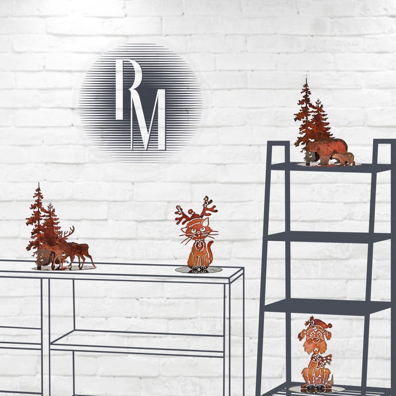 Vintage Metal Buck Doe Tree Scene / Modern Copper Deer Shelf - Etsy