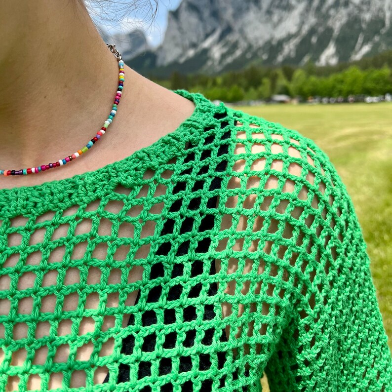 Crochet Pattern PDF GERMAN / DEUTSCH Fishnet Oversized Top Beginner ...