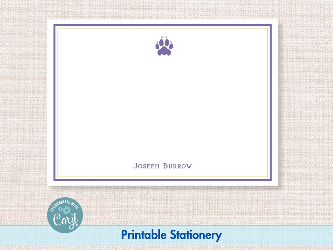 Printable Personalized Notecard, Tiger - A6 Editable Stationery for Dad ...
