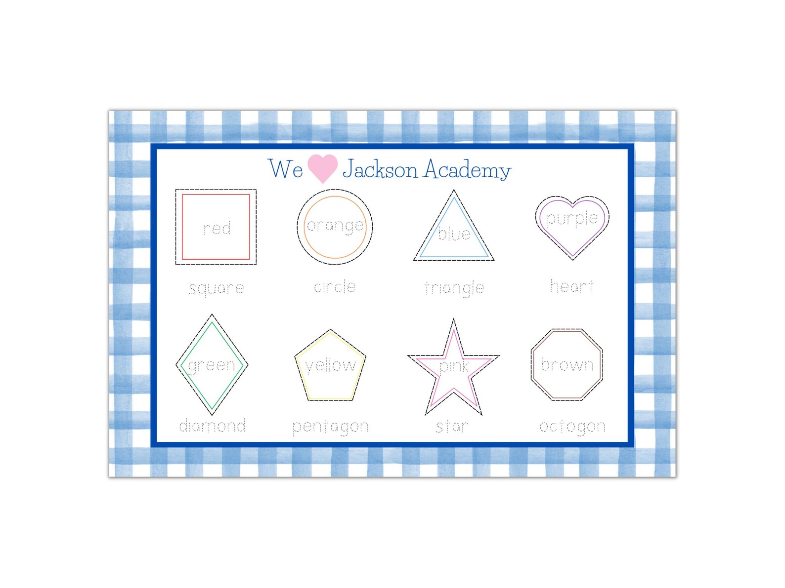 Personalized Kids Placemat Laminated Learning Letters Tracing Mat Shape ...