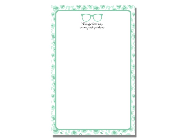 Stationery Pink Mint Cheetah Print Things That May Get Done Notepad ...