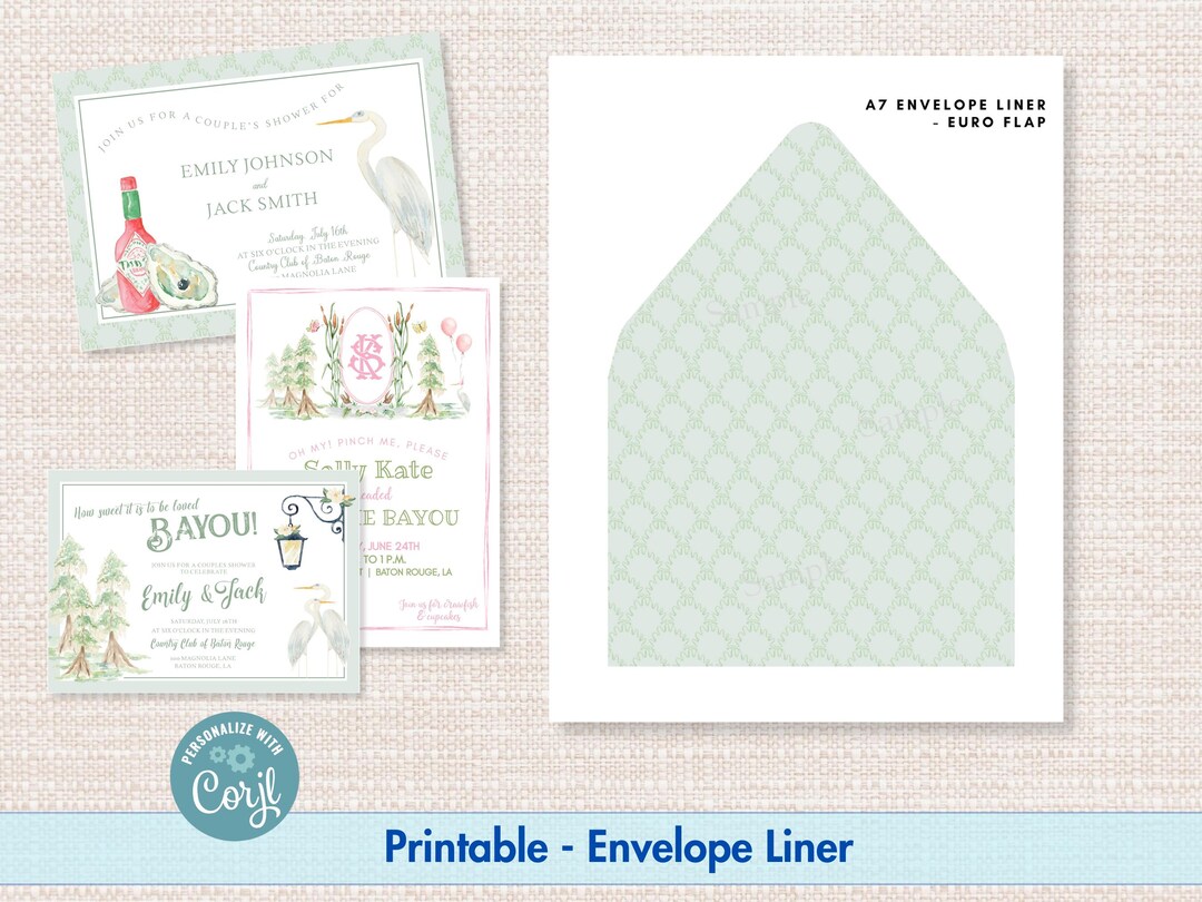 PRINTABLE A7 Euro Envelope Liner - Editable Template Digital Download ...